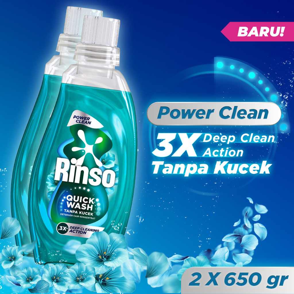 Jual [BARU] Rinso Botol Detergen Cair Power Clean 650g x2 - Baju Bersih ...