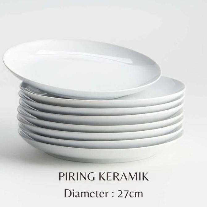 Jual PIRING KERAMIK PUTIH POLOS 27CM/ PIRING MAKAN KERAMIK/ PIRING ...