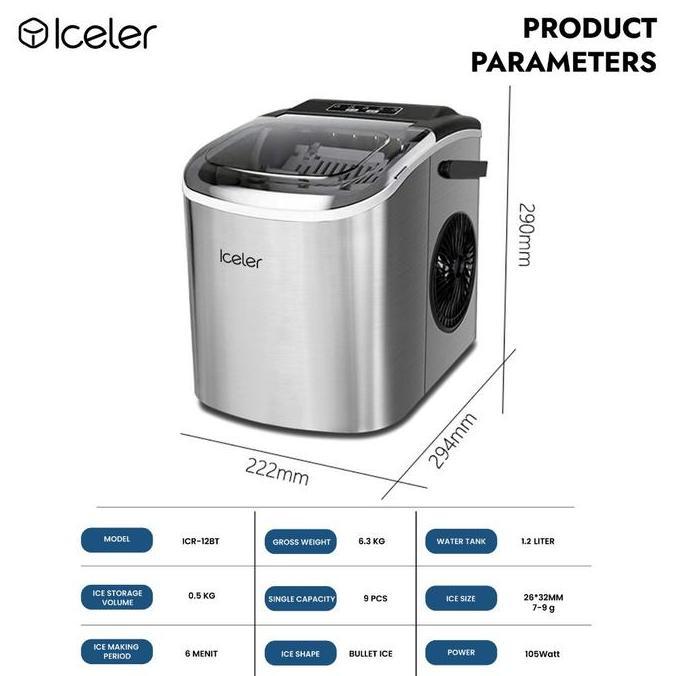 Jual Mesin Es Stainless Ice Maker Iceler 12KG per 24 Jam Dengan Handle ...