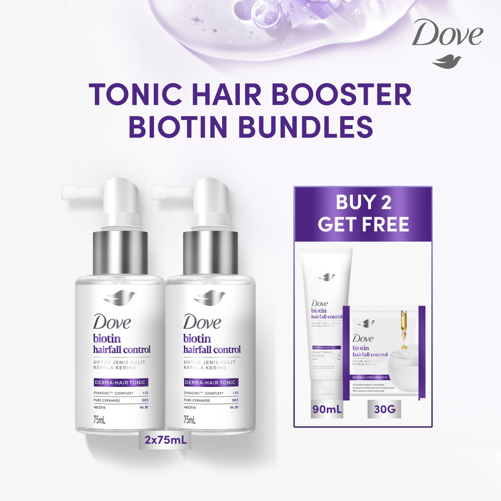 Jual [Paket Tonic Hair Booster Biotin] Dove Hair Care Biotin Tonic 75ml ...