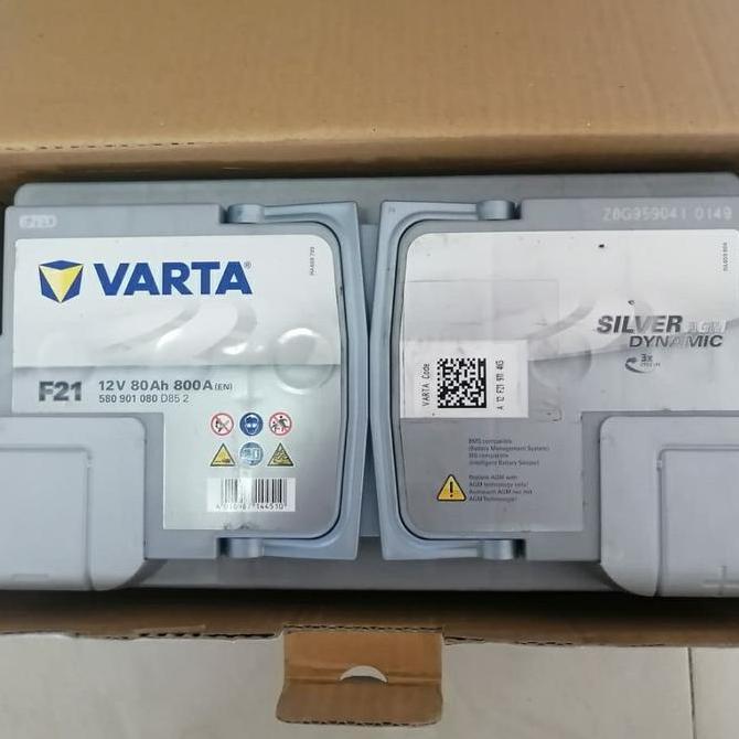 Jual NEW VARTA F21 58001 SILVER DYNAMIC AGM L4 580901 CCA 800 12v 80Ah ...