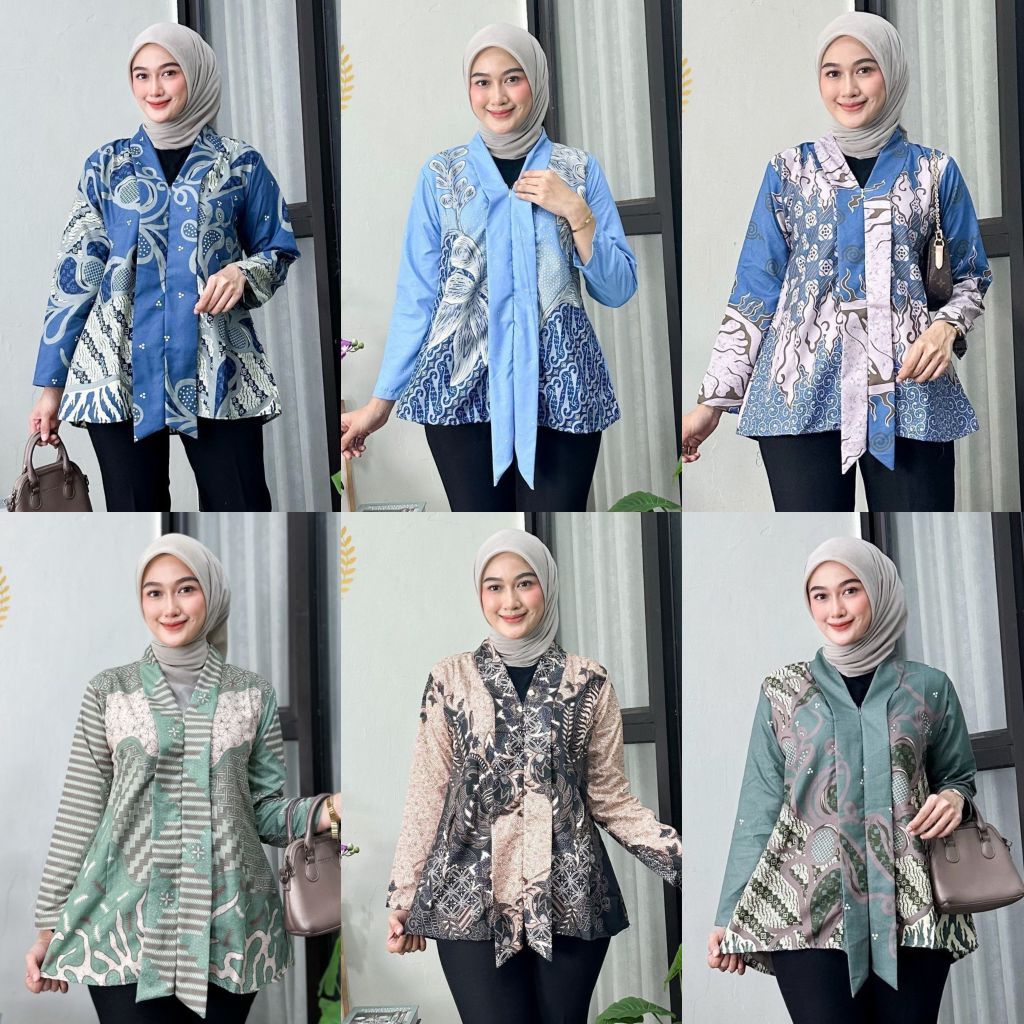 Jual blus batik wanita modern / kebaya batik kantor M L XL XXL / baju ...