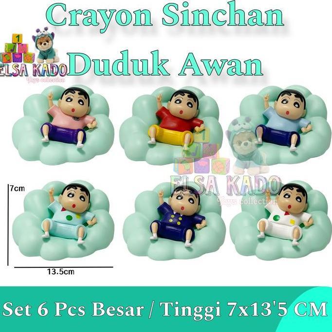 Jual Action Figure Crayon Sinchan Set 6 Pcs Duduk Awan Ukuran Besar ...
