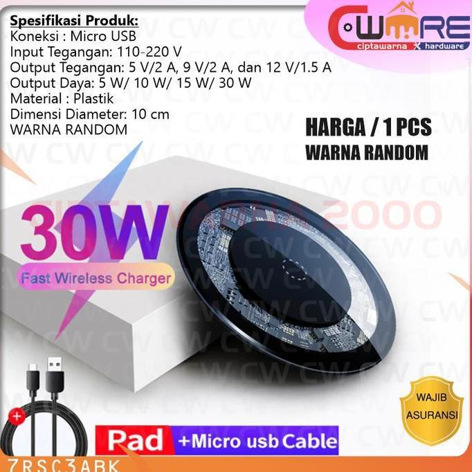 Jual ```````] Wireless Wirles Charger Pad Fast Charging 30W Handphone ...