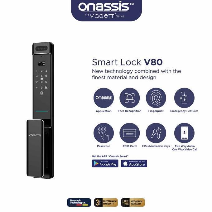Jual Onassis V80 Pro Smart Lock Vagetti dengan 3D Face ID 1 Way Video ...