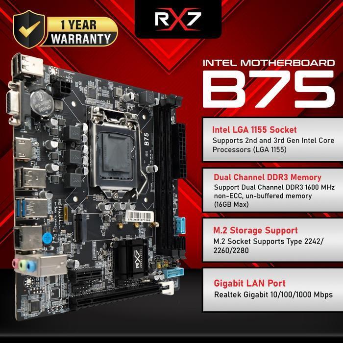 Jual Motherboard Rx7 B75 / H61 Plus Lga 1155 Ddr3 B75 Support Nvme ...