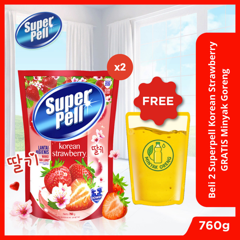 Jual Beli 2 Superpell Pembersih Lantai Korean Strawberry 760g GRATIS ...