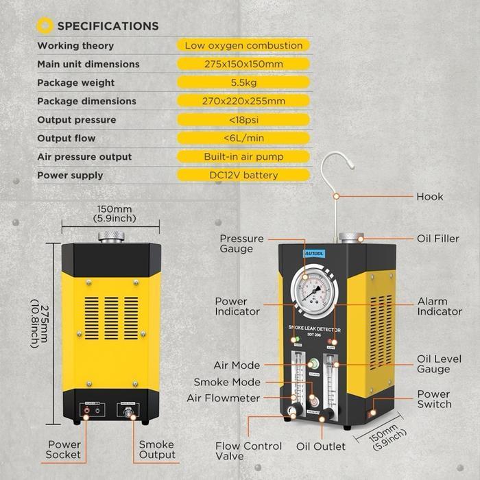 Jual Autool Sdt206 Smoke Leak Detector Emissions Vacuum Sdt 206 ...