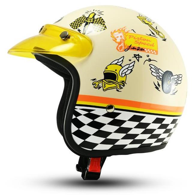 Jual Helm Rsix Retro Bogo Pria Wanita Sni Motif Piston Speed Custom ...
