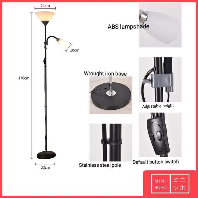 Jual Lampu Meja Stand Lampu Lantai Berdiri Double Lamp Standing Lamp ...