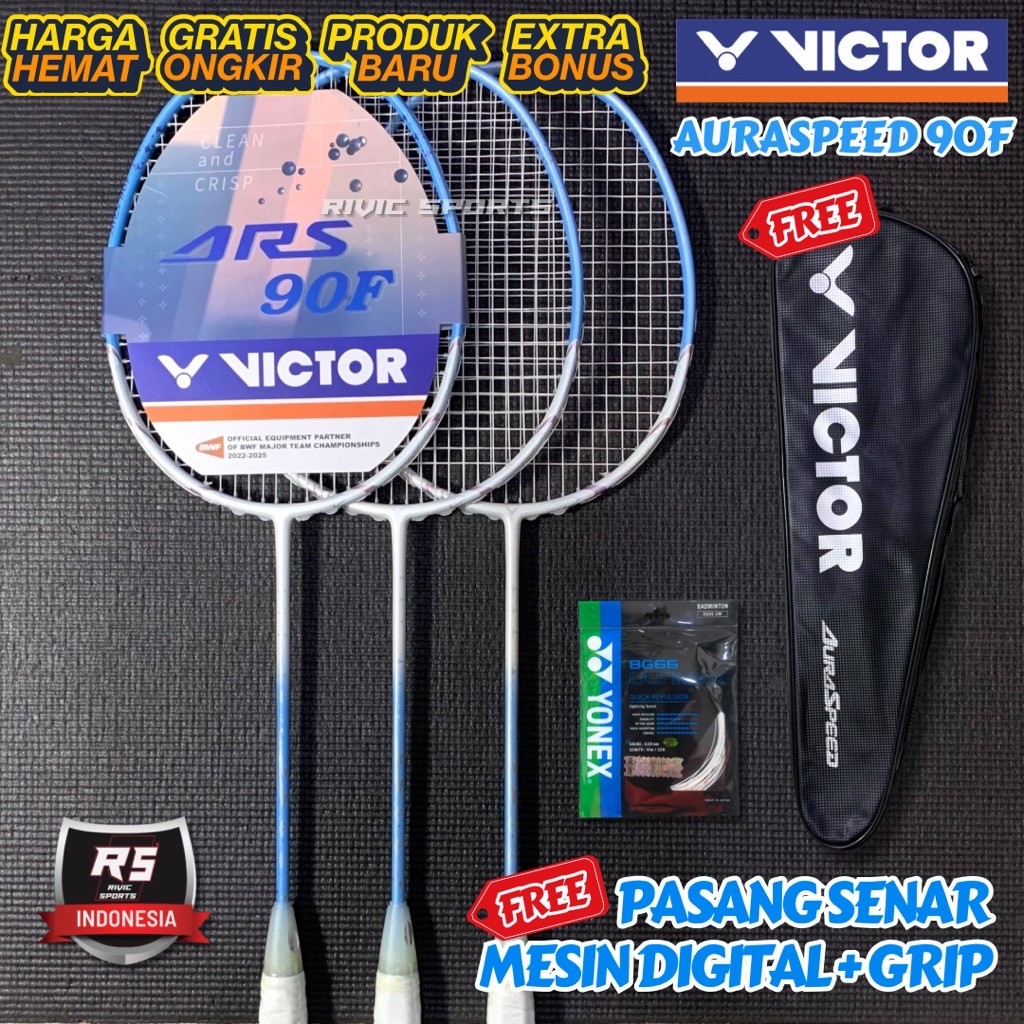 Jual Raket VICTOR AURASPEED 90F 32LBS + SENAR + TAS SINGLE Raket ...