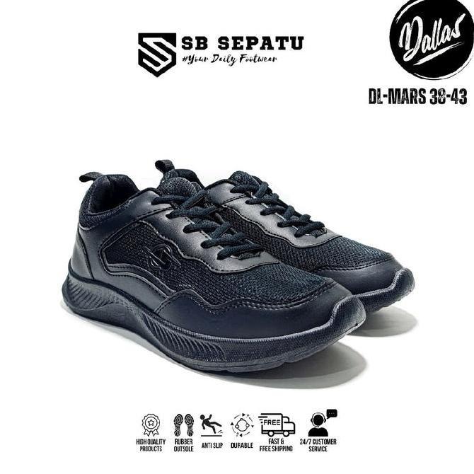 Jual New !!! Sepatu DALLAS DL-MARS Tali FULL HITAM || Sepatu Sekolah ...