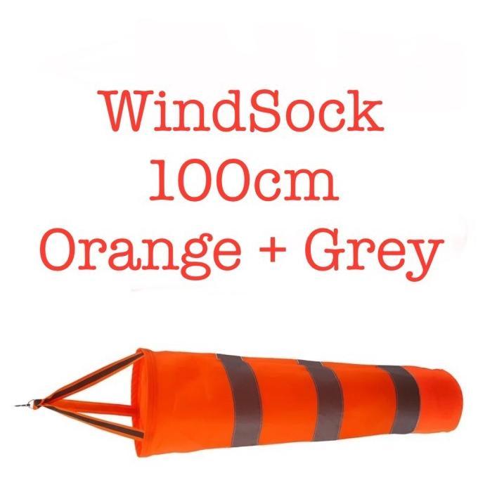 Jual Windsock 100cm Orange + Grey Penunjuk Arah Mata Angin Wind Sock ...