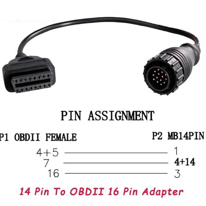 Jual Mercedes Sprinter / VW Van 14 pin to 16 pin OBD1 OBD2 Adapter ...