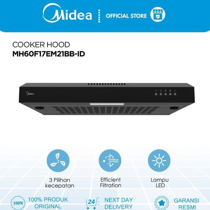 Jual Midea Cooker Hood Slim 60cm Hitam & Stainless - MH60F17EM21BB-ID ...