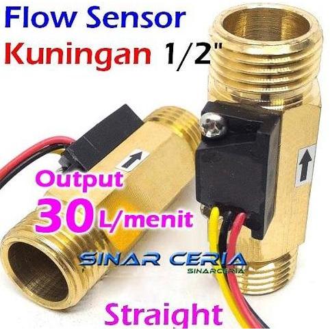 Jual WFS-04A WATER FLOW SENSOR ARUS AIR 1/2" KUNINGAN OUTPUT 30 LITER ...