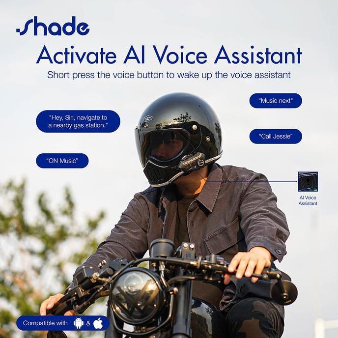 Jual SHADE Headset Helm Bluetooth / HeadPhone Helm Bluetooth / Intercom ...