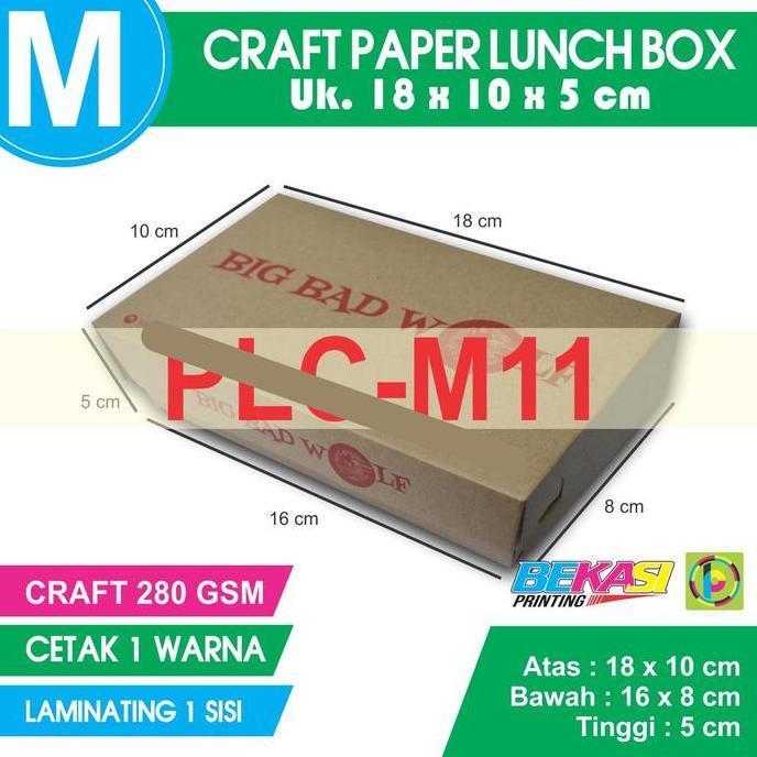 Jual PLCM | Custom Paper Lunch Box Kraft Size M / Craft Medium 18x10x5 ...