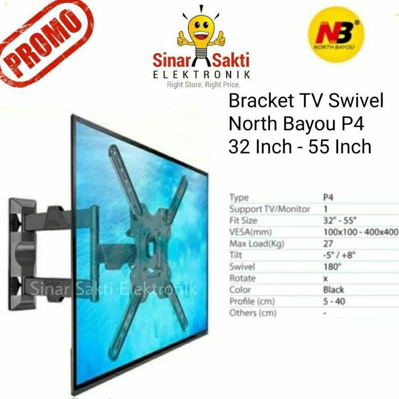 Jual Bracket TV LED Swivel North Bayou NB P4 Braket 32" - 55" 43" 32 43 ...