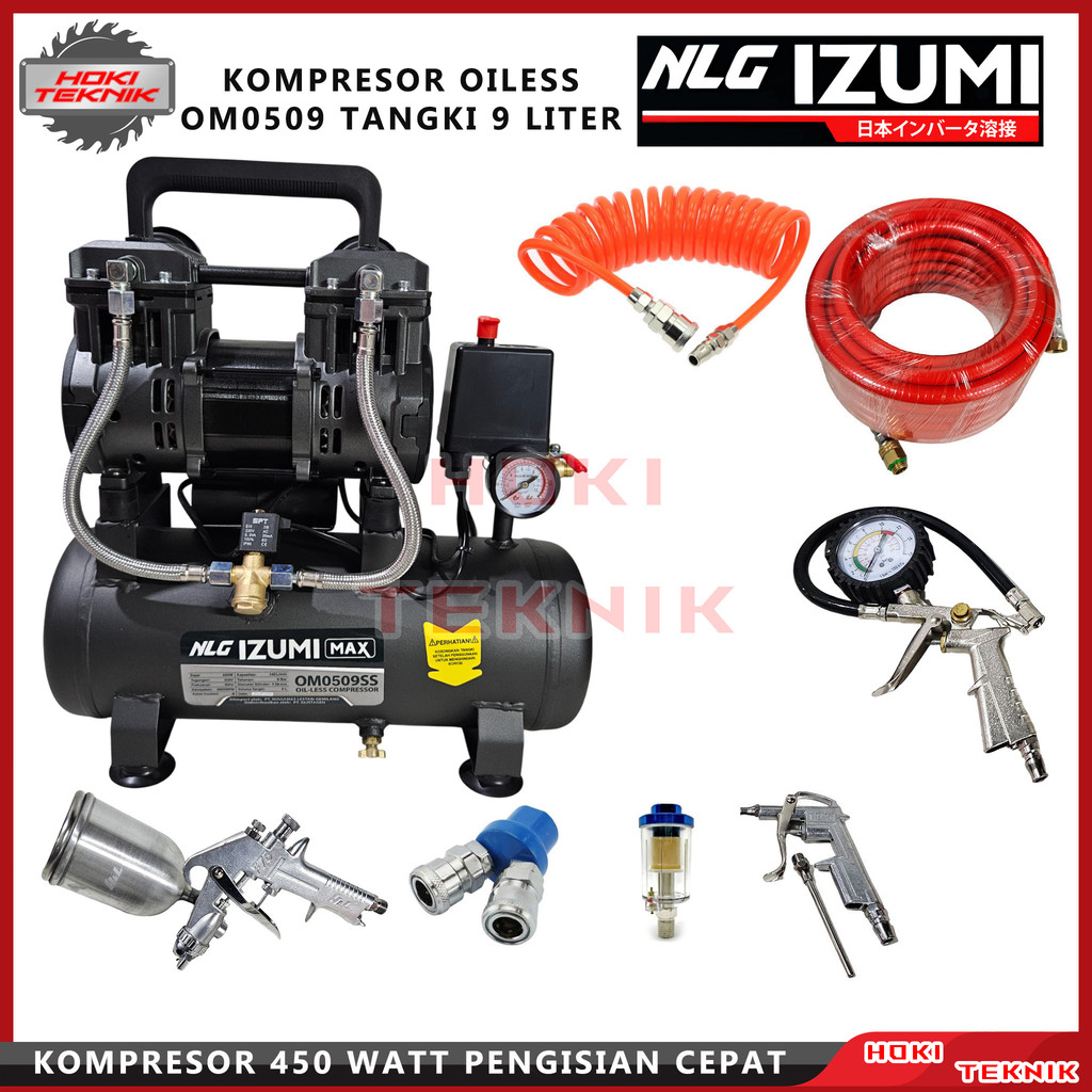 Jual Mesin Kompresor Oilless NLG Izumi Max OM0509SS High Speed 450 watt ...