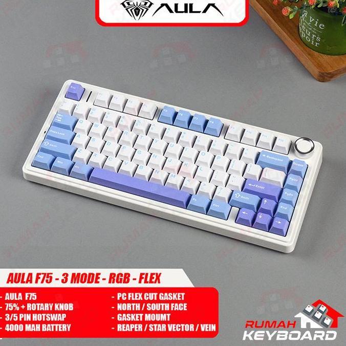 Jual Mainajaa- Mechanical Keyboard - Aula F75 - 75% Compact - 3 Mode ...