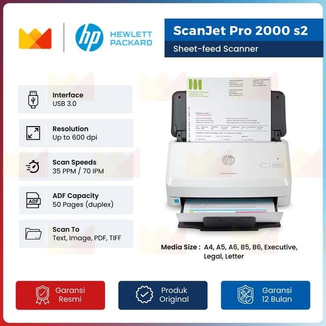 Jual HP Scanner ScanJet Pro 2000 s2 Sheet Feed | Shopee Indonesia
