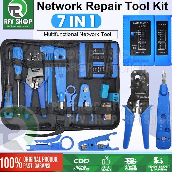 Jual PAKET TOOLKIT 7 IN 1 NETWORK CABLE REPAIR TOOL KIT SET TESTER GT ...