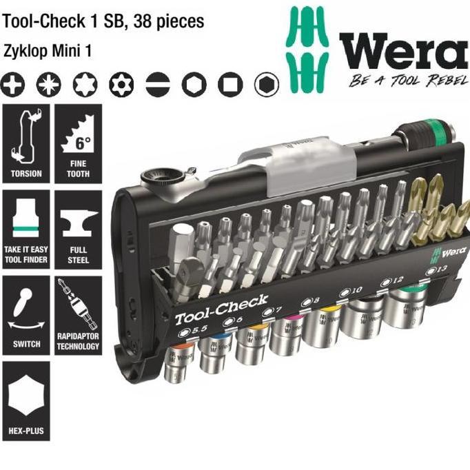 Jual HIMIKO WERA Tool Kit Set 05073220001 Tool-Check 1 SB Zyklop Mini ...