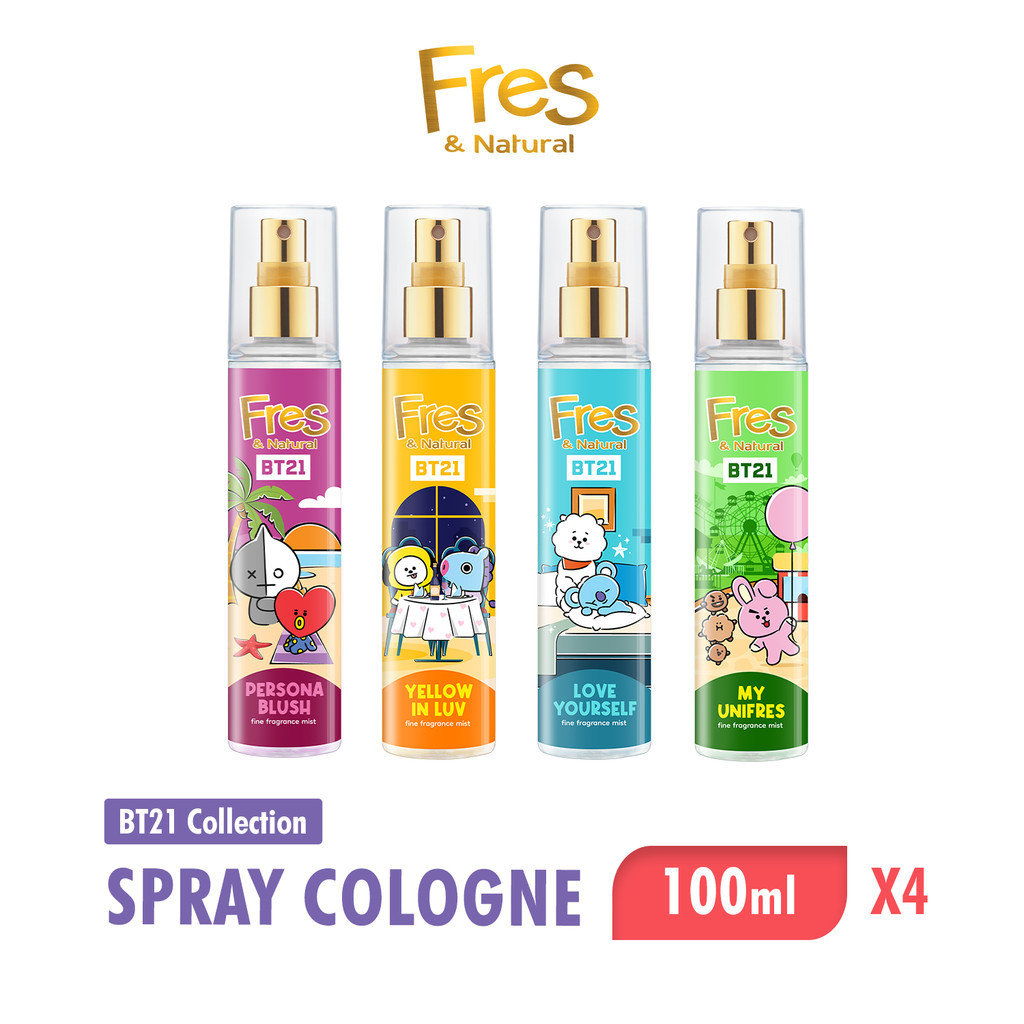 Jual Fres & Natural Spray Cologne BT21 Botol 100ml x4 | Shopee Indonesia
