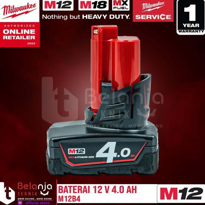 Jual MILWAUKEE BATERAI M12B4 12 VOLT BATTERY M12 B4 12VOLT 4.0AH ...