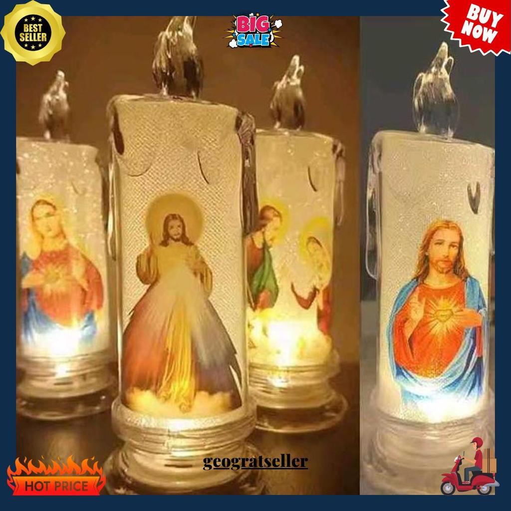 Jual Lampu Led Lilin Motif Tuhan Yesus 15Cm Candle Light Elektrik ...