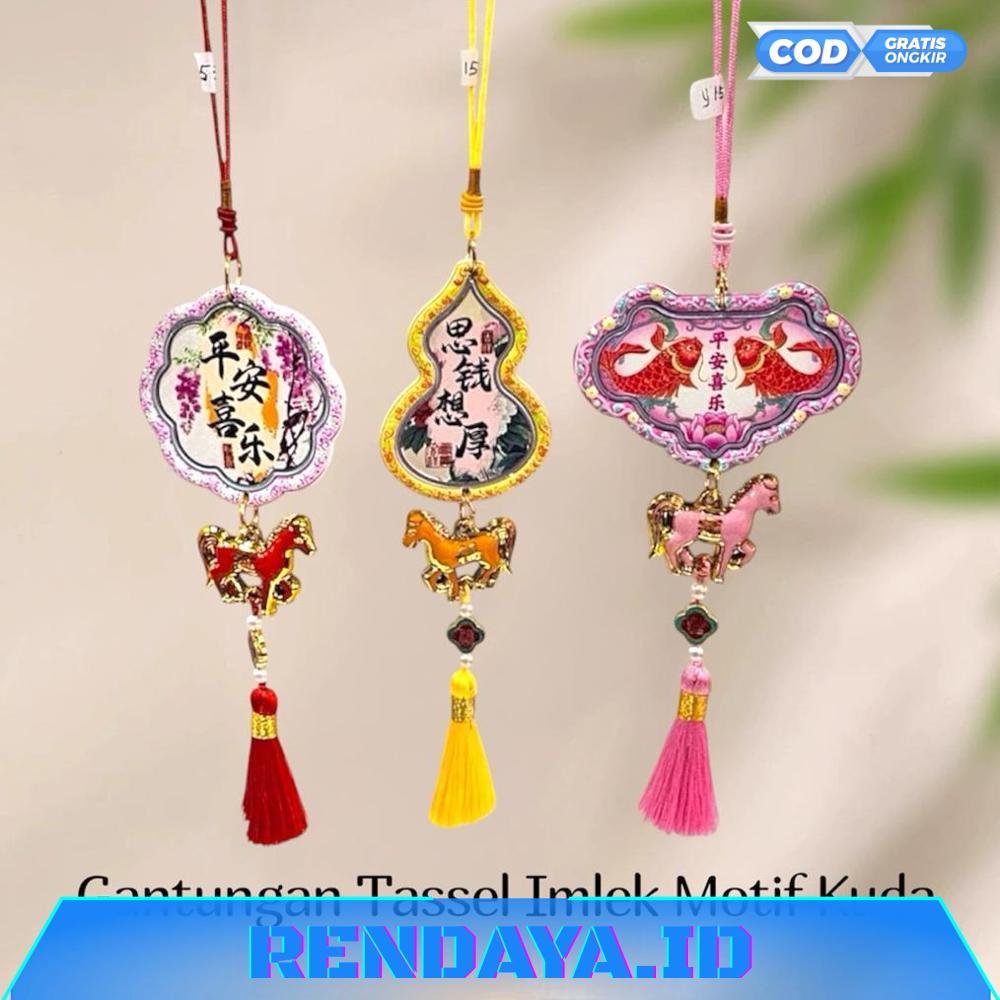 Jual Gantungan Ornamen Tassel Imlek Motif Kuda & Holo Bunga Hoki ...
