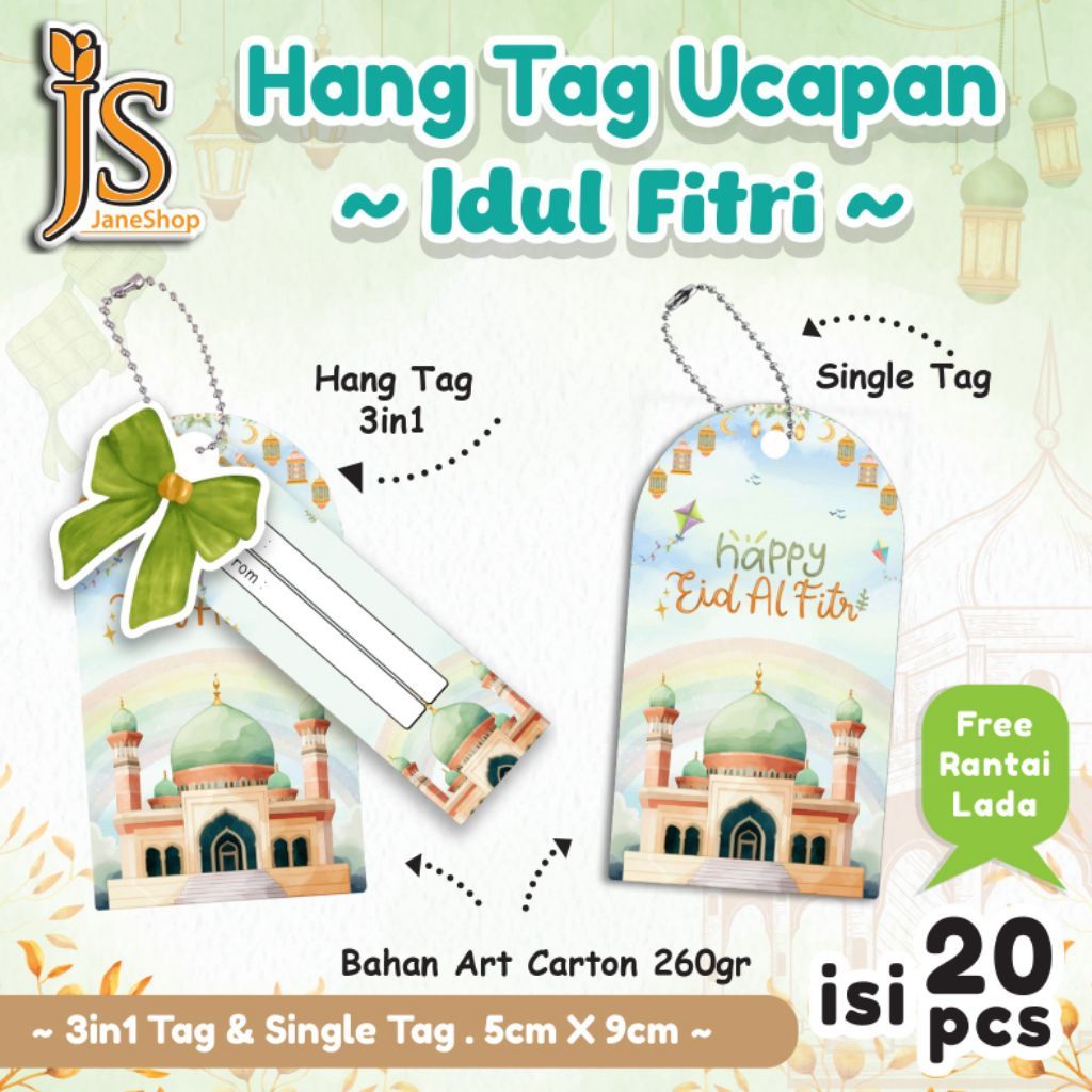 Jual isi 20 pcs Hang Tag Idul Fitri 3in1 Hang Tag Ucapan Selamat Hari ...