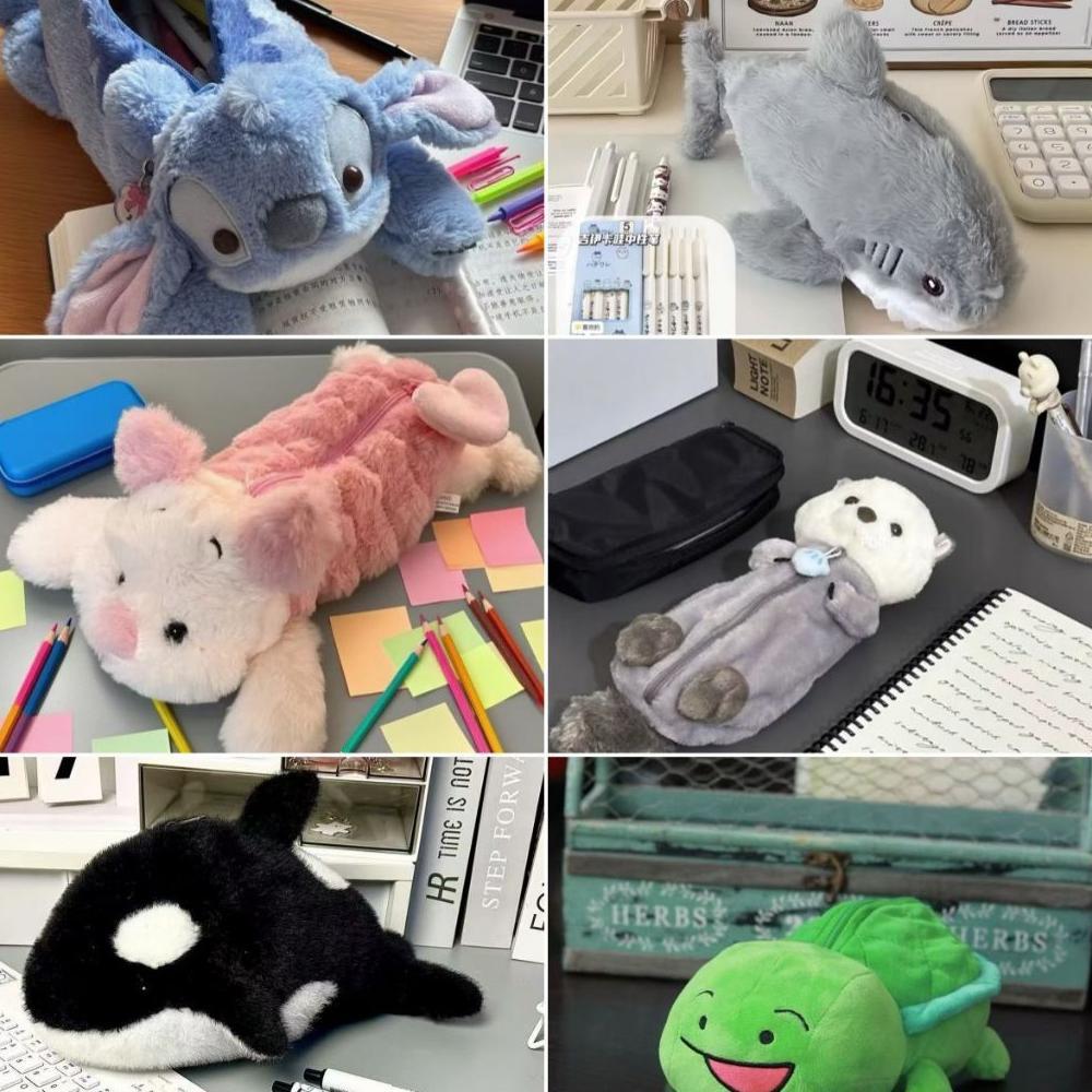 Jual Rimurai Tempat Pensil Lucu Imut Boneka plush 3D Binatang Hiu Otter ...
