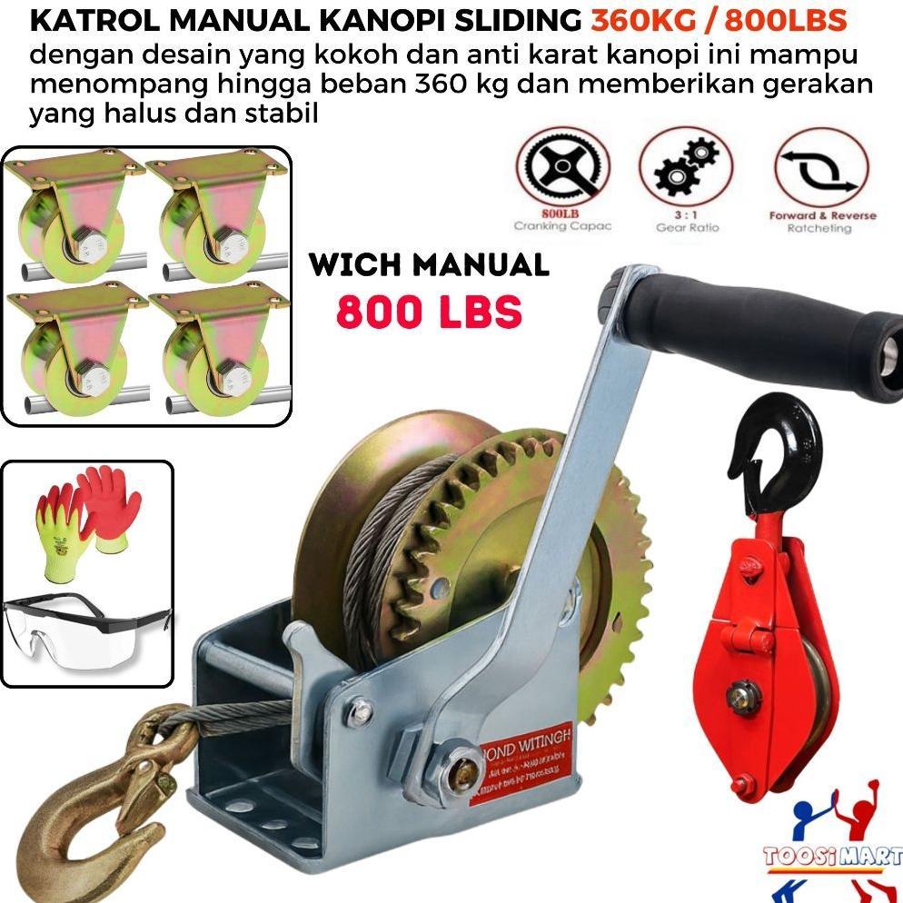 Jual Katrol Kerekan 800 LBS / Katrol Sliding Manual /Hand Winch ...