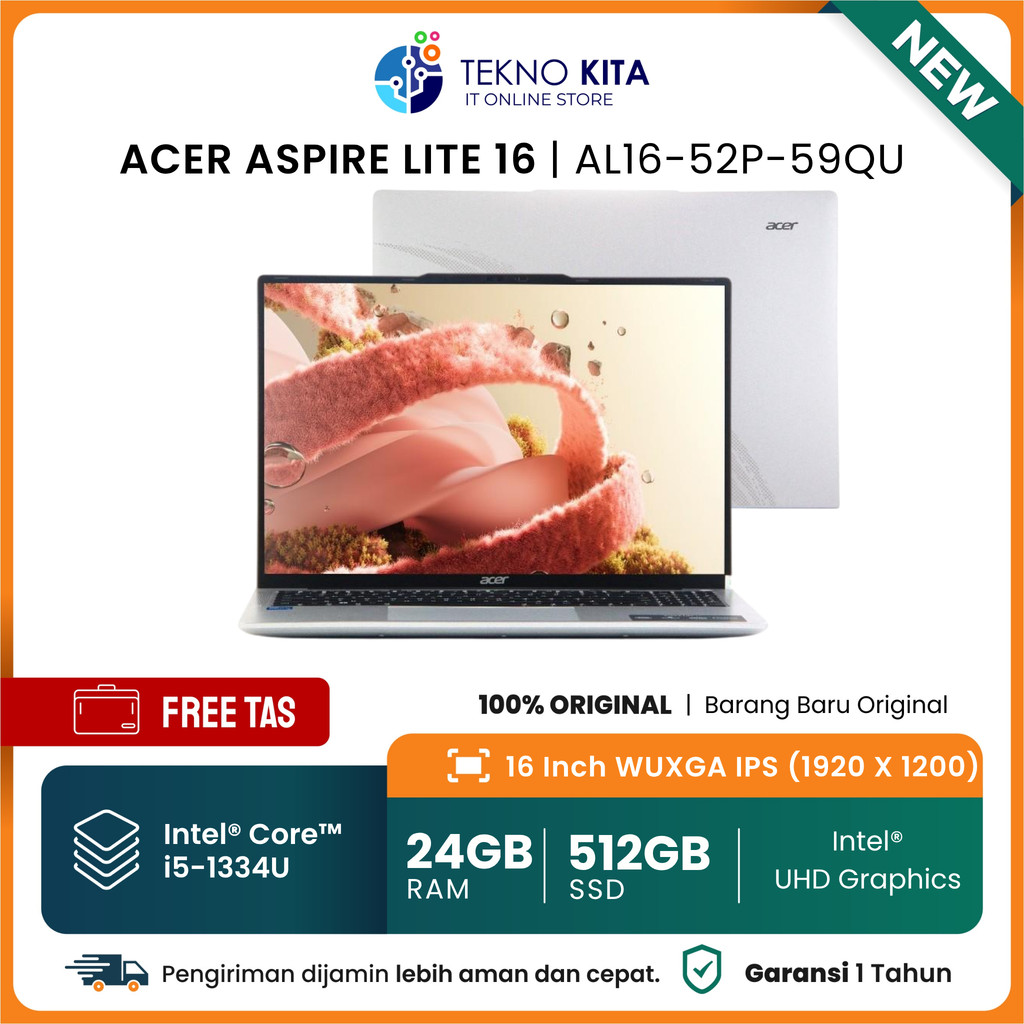 Jual Laptop Acer Layar Super Jernih 16" WUXGA IPS / Core I5-1334U ...