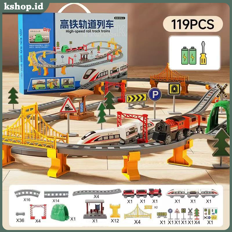 Jual 119pcs Diy Kereta Api Mainan Rel Panjang Mainan Kereta Rel Listrik