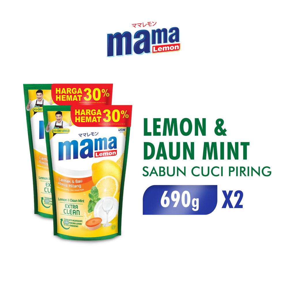 Jual Mama Lemon Sabun Cuci Piring Daun Mint Pouch 680 ml/690 gr x2 ...
