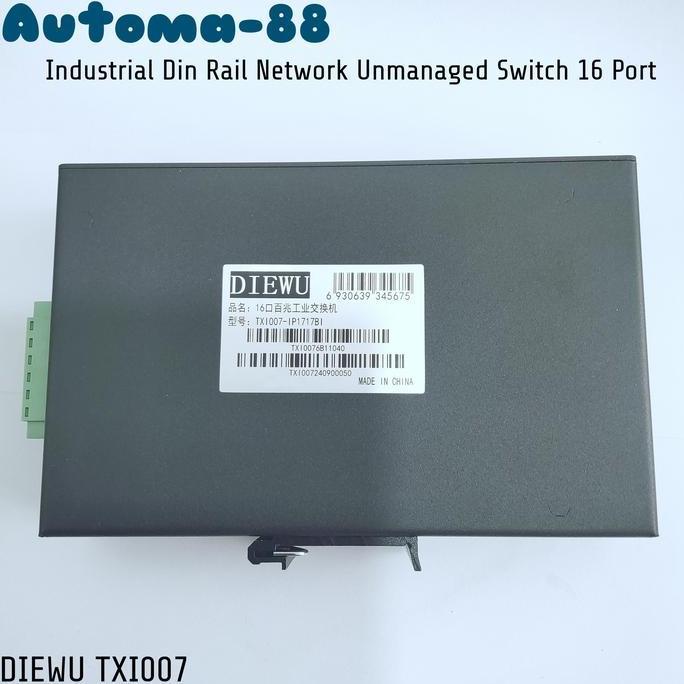 Jual DIEWU Din Rail Industrial Fast Ethernet switch hub router 16 Port ...