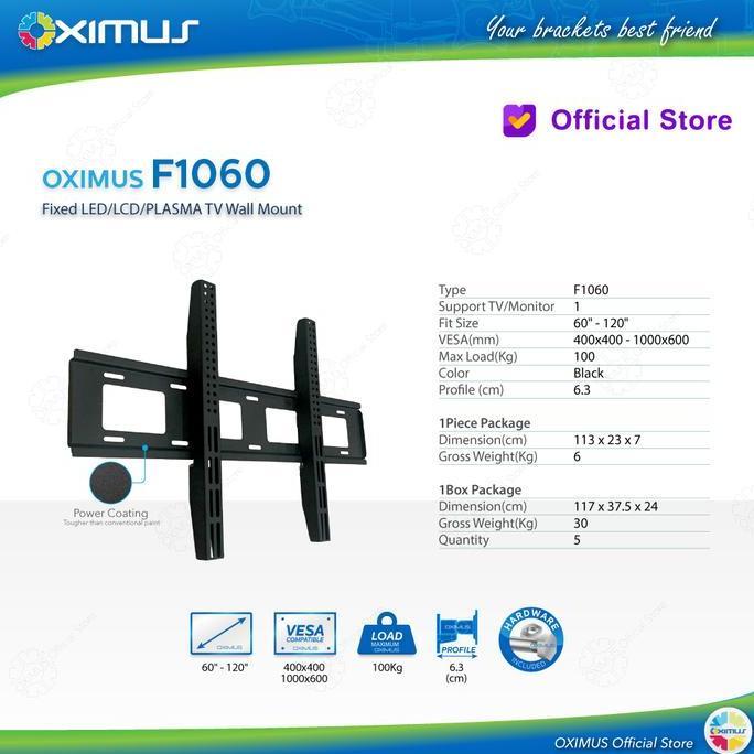 Jual Wall Bracket Dinding Fix TV Monitor LED LCD 60" - 120" Oximus ...
