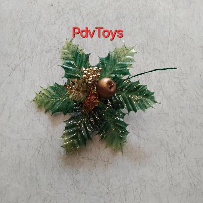 Jual Hiasan Natal Ornamen Bunga Pick Hijau Tema Hiasan Gold Emas ...