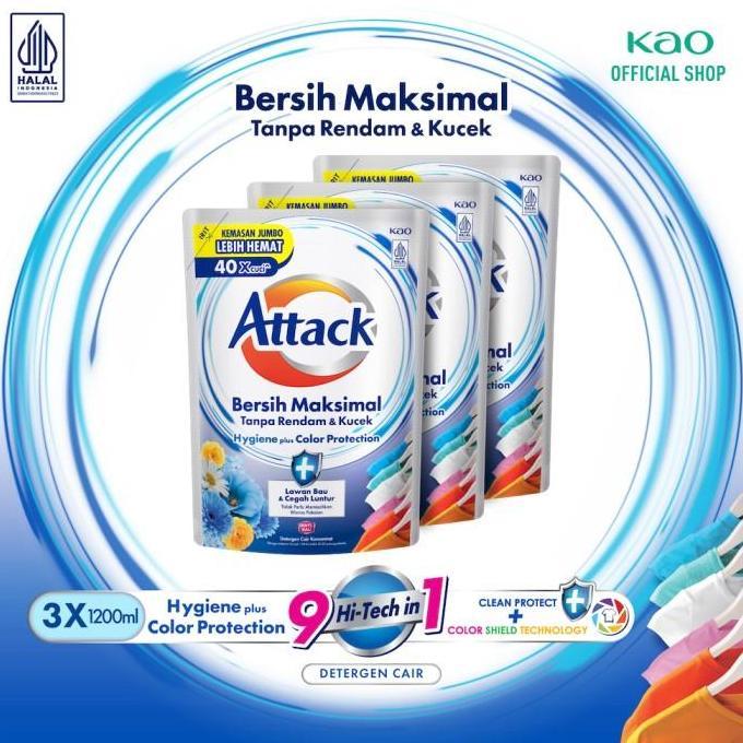 Jual Attack Hygiene Plus 1200ml Triplepack - Deterjen Cair Untuk Mesin ...