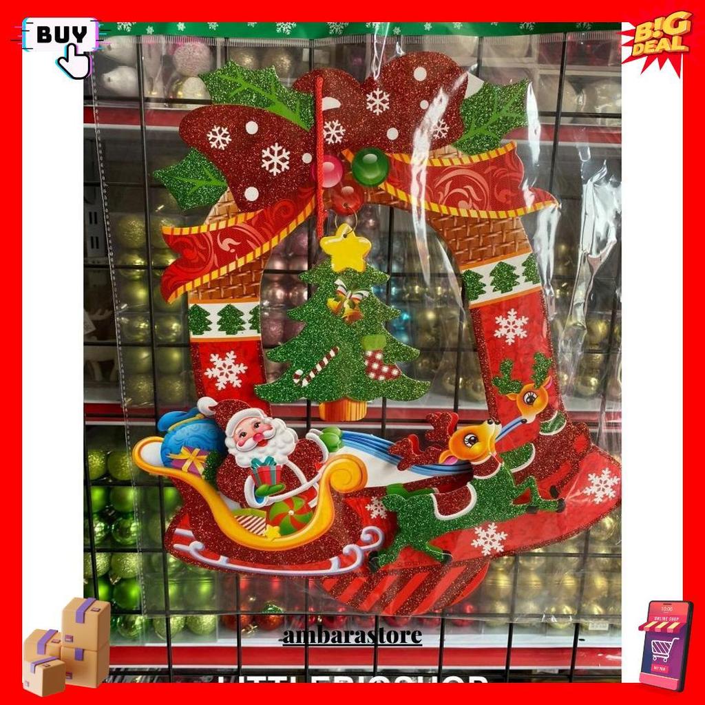 Jual Tempelan Natal Merry Christmas Banner Natal Gantungan Pintu Santa ...