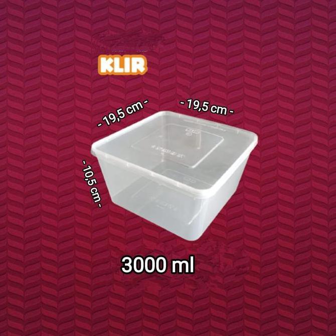 Jual Thebest- Thinwall 3000 ml Square/Kotak Merk KLIR- Kotak Makan ...