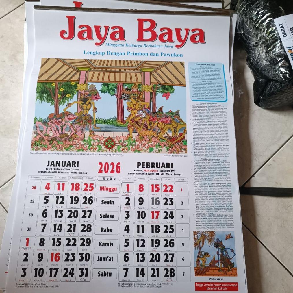 Jual READY Kalender Jaya Baya 2026 Varian Kalender Jayabaya 2026 ...