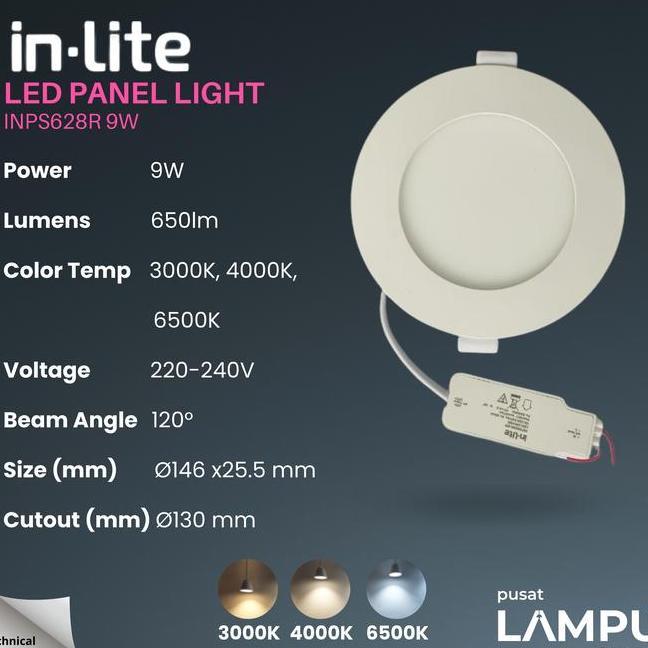Jual Inlite Led Panel Inbow Bulat 9Watt Led 220V 22Lt 9W Round | Shopee ...