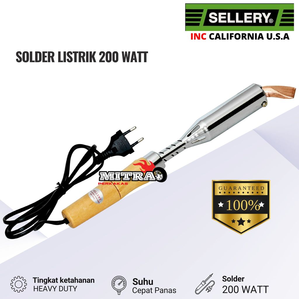 Jual Solder Listrik Elektrik Gagang Kayu Sellery U.S.A. 200 Watt ...