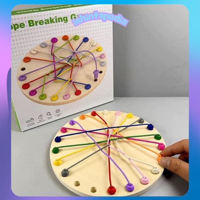 Jual ad-77 Promo! Montessori untangle Rope Puzzle Wooden Logic brain ...