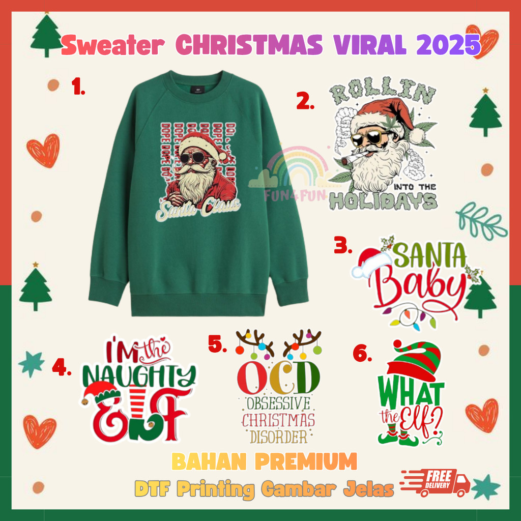 Jual FUN4FUN - SWEATER NATAL MERRY CHRISTMAS 2025 SANTA CLAUS ELF ...