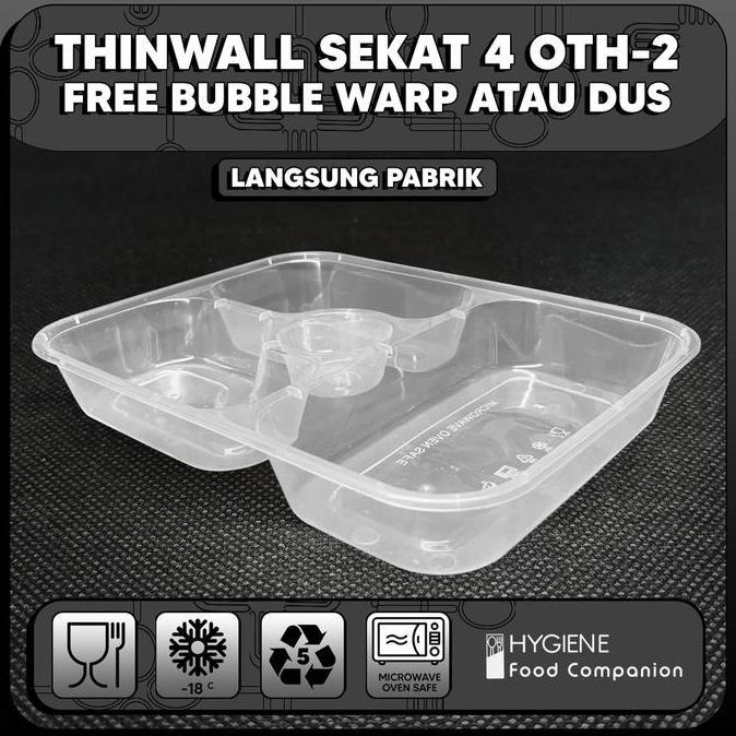 Jual New- kotak bento plastik / Thinwall 4 sekat / Food Container ...